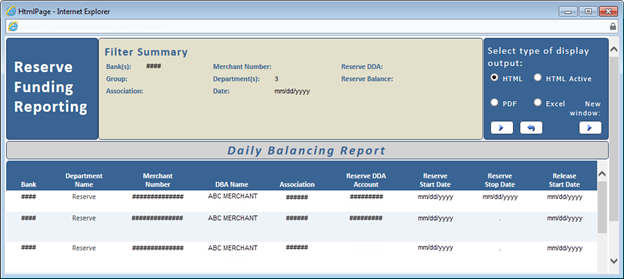 Daily Balance Report